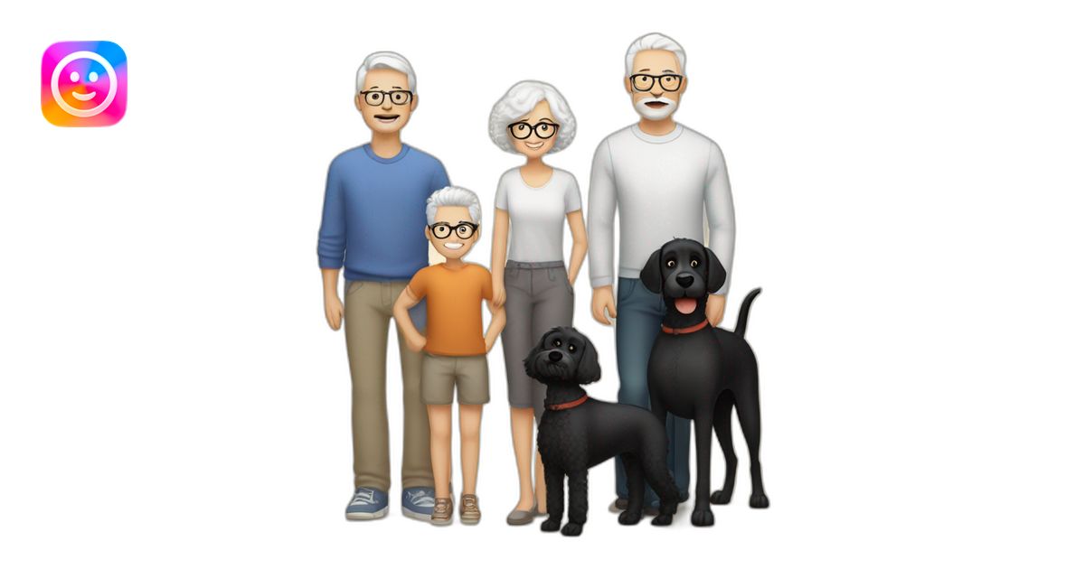 Family mother with glasses and short white hair, dad bolded with beard ...