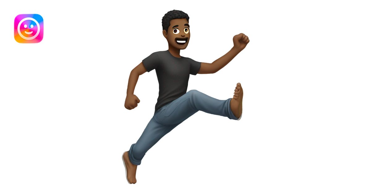 guy kicking his feet behind him emoji | AI Emoji Generator