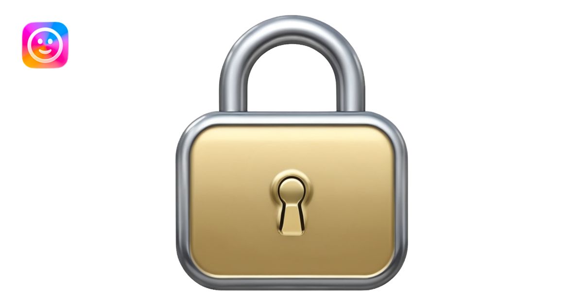Chrome silver lock emoji, iOS emoji style, smooth metallic surface ...
