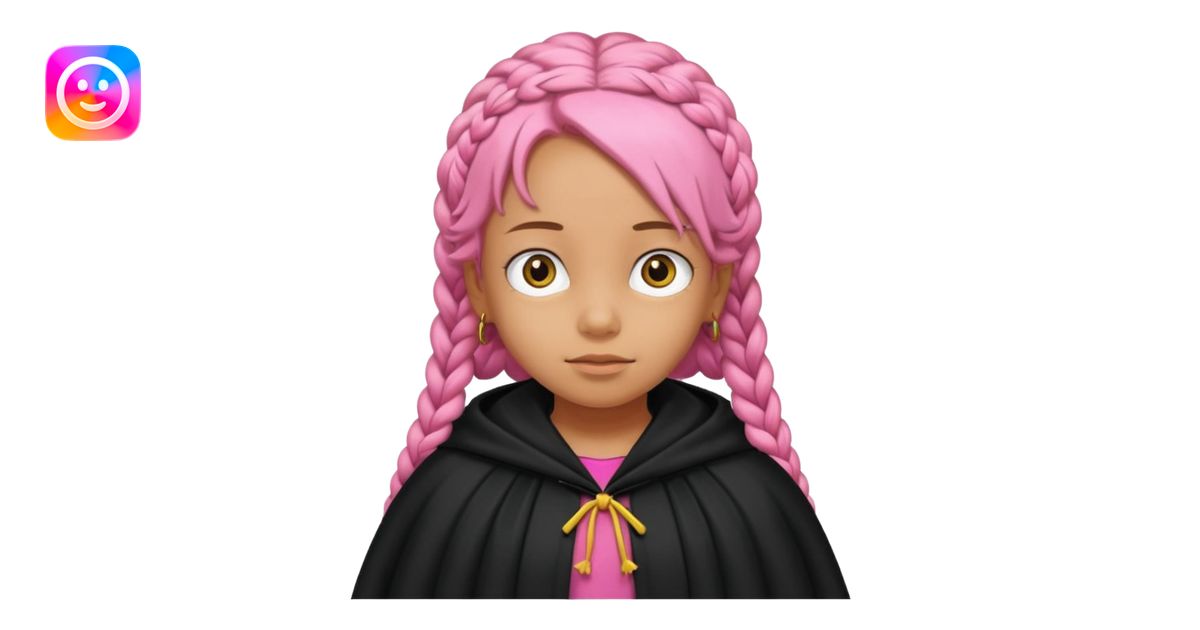 pink braids hair kid girl, wear black cloak, simpson style emoji | AI ...