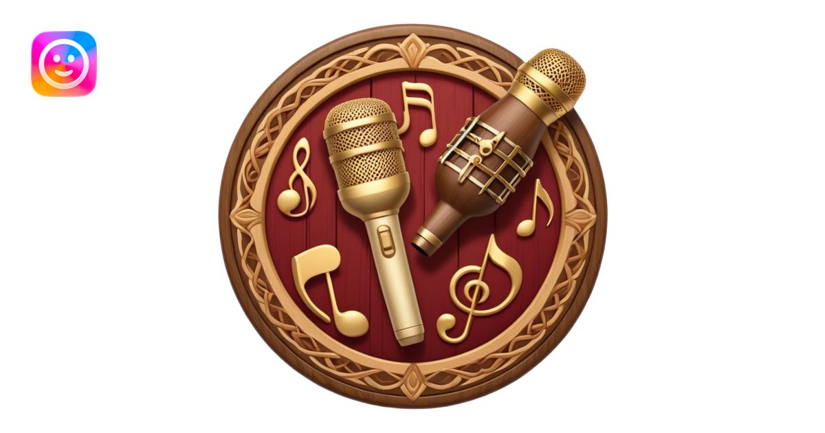 Create a warm and authentic humanless emoji representing folk singing ...