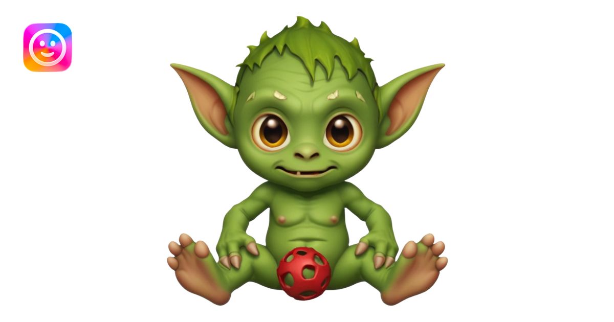 Goblin small baby with toy emoji | AI Emoji Generator