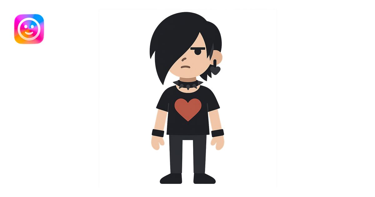 flat toon style emo character image | AI Emoji Generator