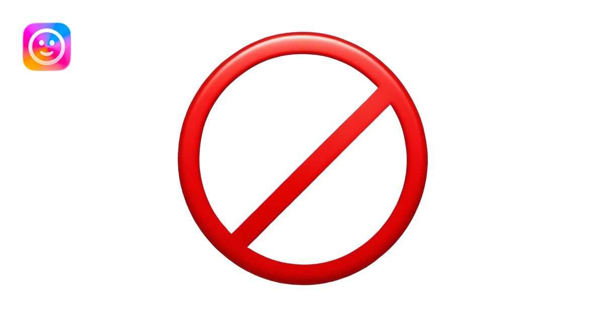prohibition symbol, red circle with diagonal line through it emoji | AI ...