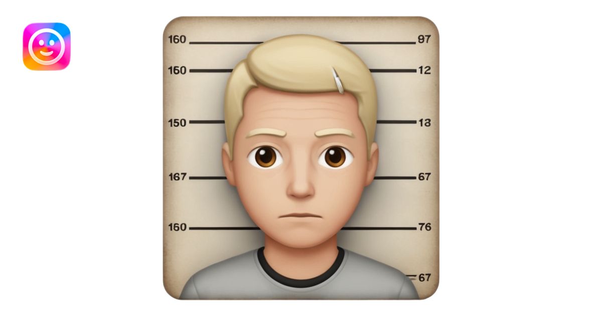 suspect on a mugshot emoji | AI Emoji Generator