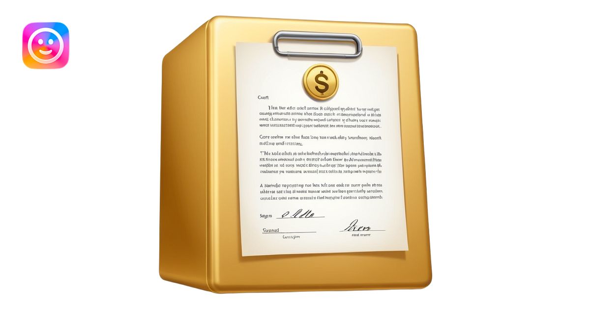 Professional safe guarantee contract golden paper signed emoji | AI ...