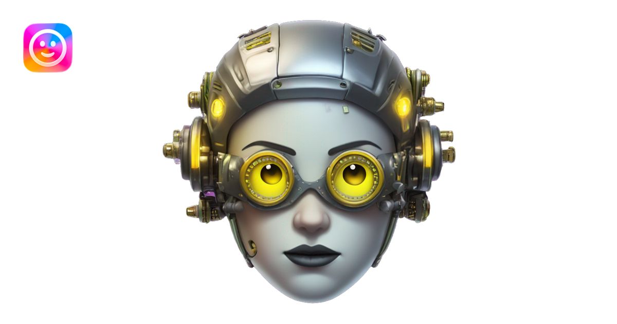 Fat faced Caucasian female cyborg head with Neon yellow bobbed hair ...