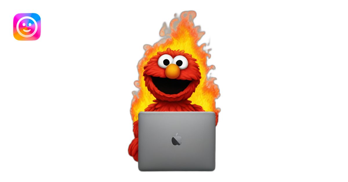elmo-in-a-burning-room emoji | AI Emoji Generator