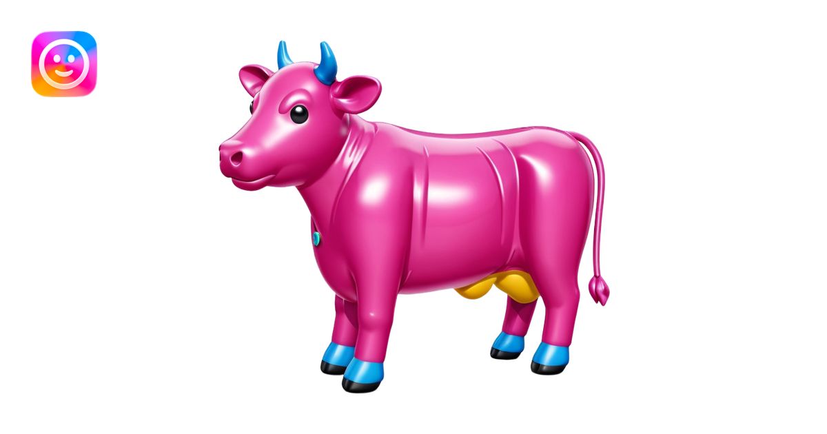 jeff koons style inflatable SPAM cow sculpture emoji | AI Emoji Generator
