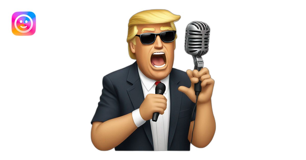 Trump rapping with microphone emoji | AI Emoji Generator