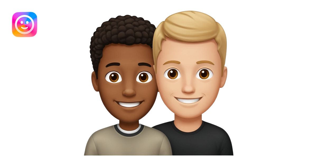 Tall white guy with black kid emoji | AI Emoji Generator