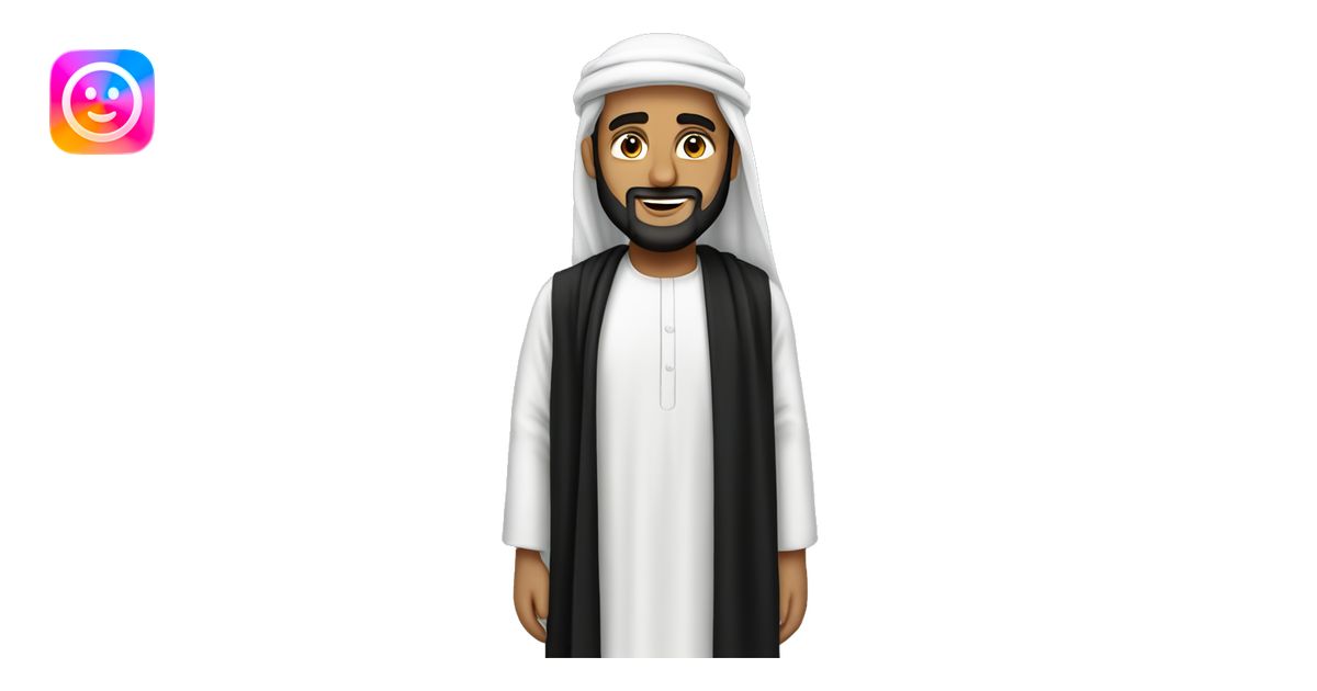 Saudi sheikh wearing black thobe emoji | AI Emoji Generator