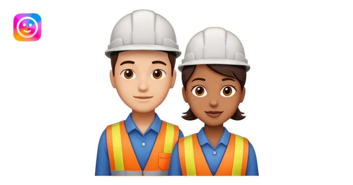 create a realistic emoji of two working packaging workers. one of them ...