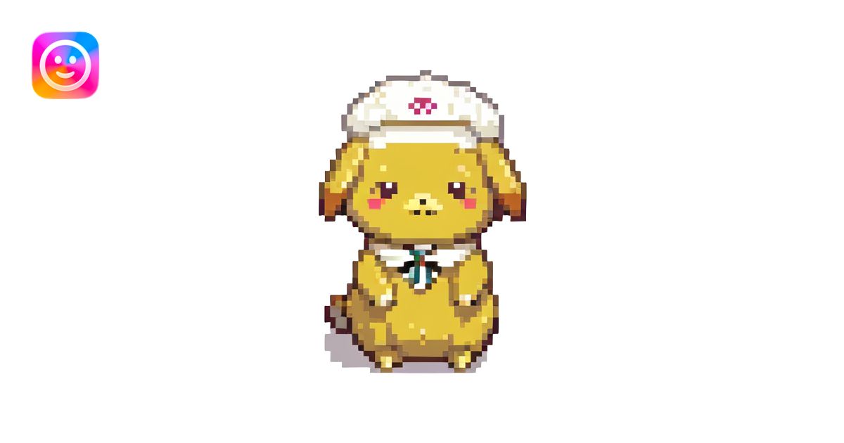 Pompompurin with a beret pixel art emoji | AI Emoji Generator