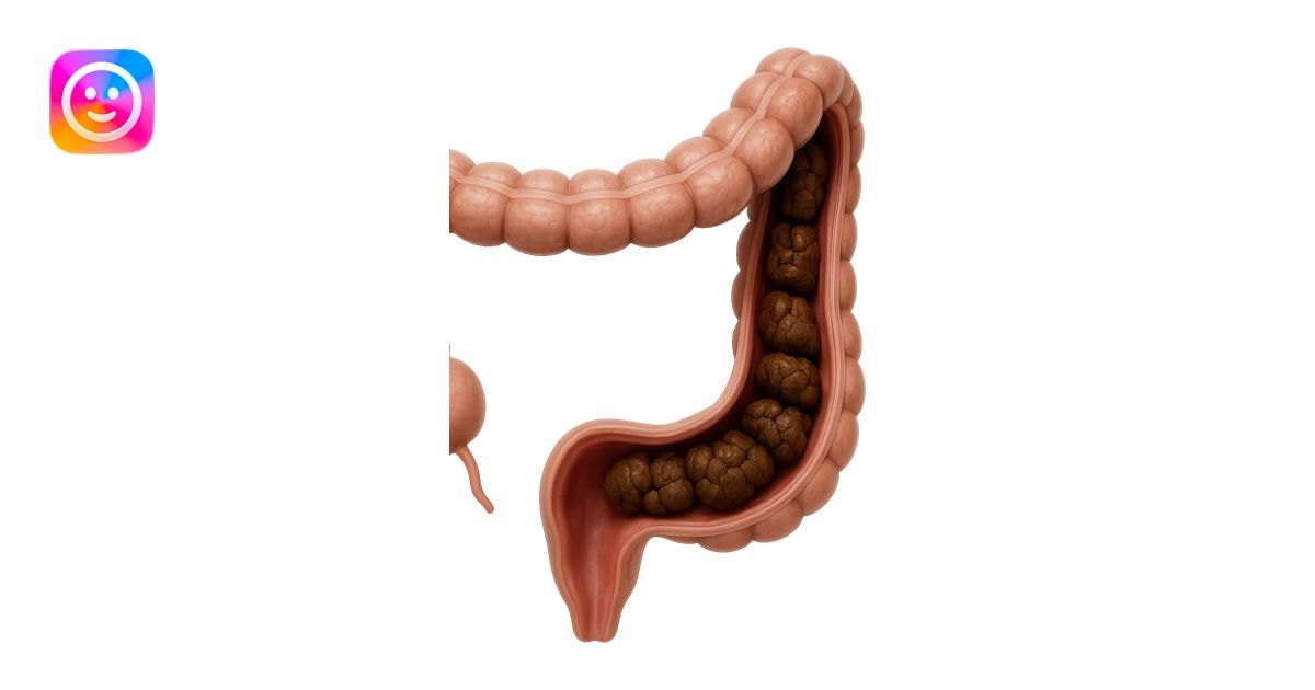 colon umano anatomico con feci a pallini all'interno, stipsi ...