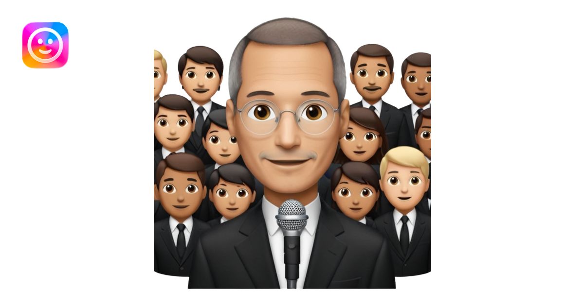 create a founder mode emoji like steve jobs having a 100 executive ...