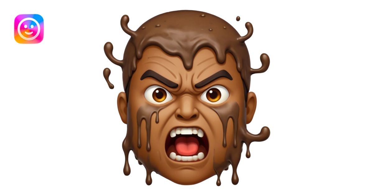 Indian man very dirty with brown slime. Angry screaming with rage emoji ...