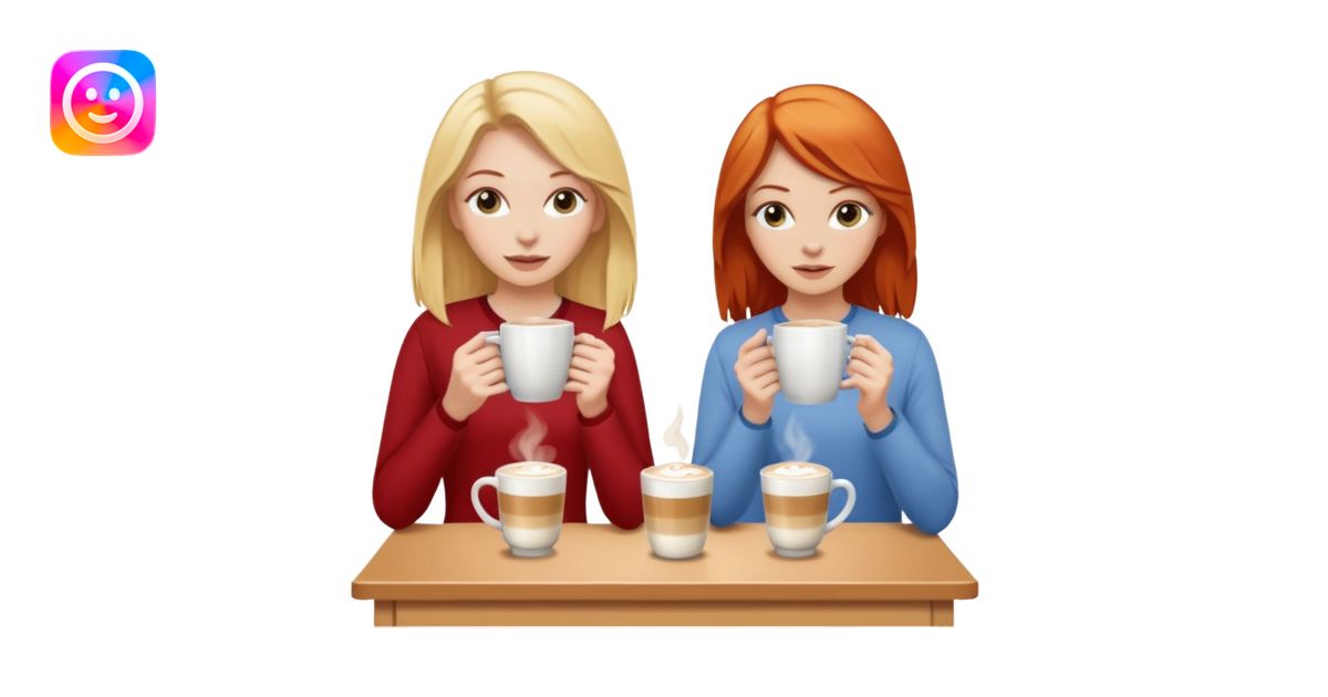 Two girls (one blonde one redhead) making lattes in dorm room emoji ...