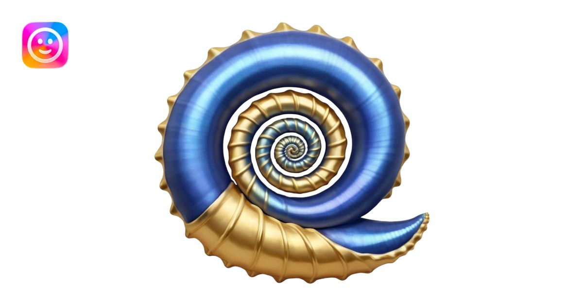 Navy blue and gold conch shell emoji | AI Emoji Generator