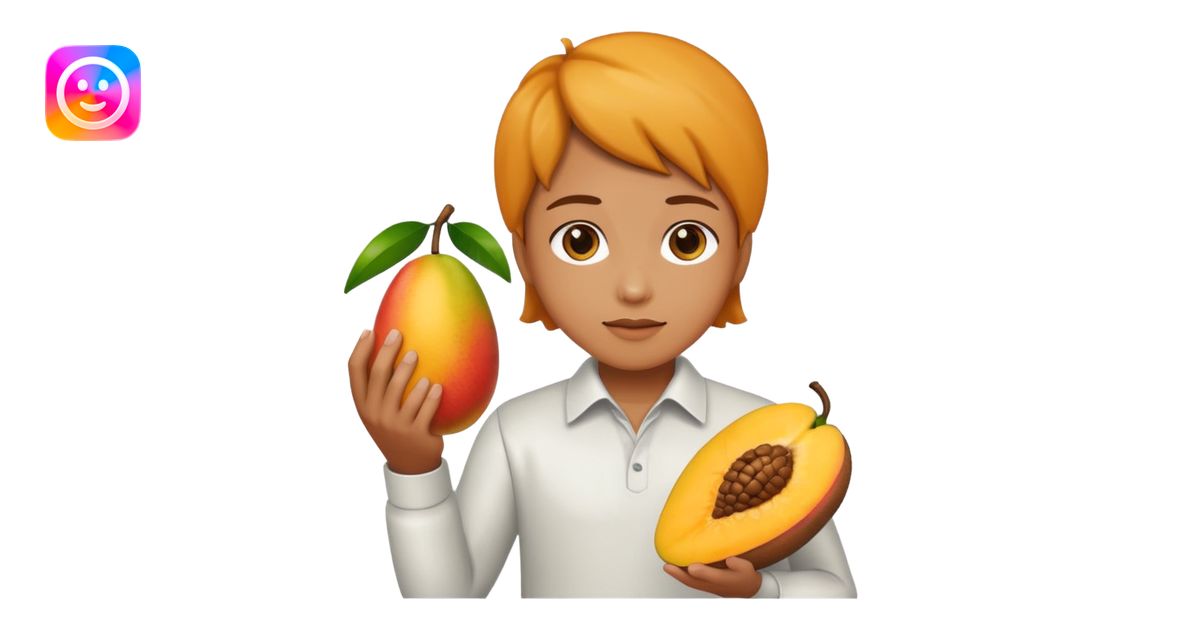 mango in white hand, android emoji style emoji | AI Emoji Generator