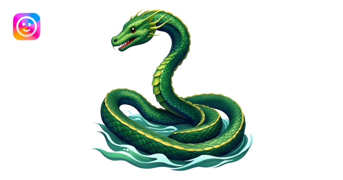 Sea Serpent – Long green snake-like monster rising from water emoji ...