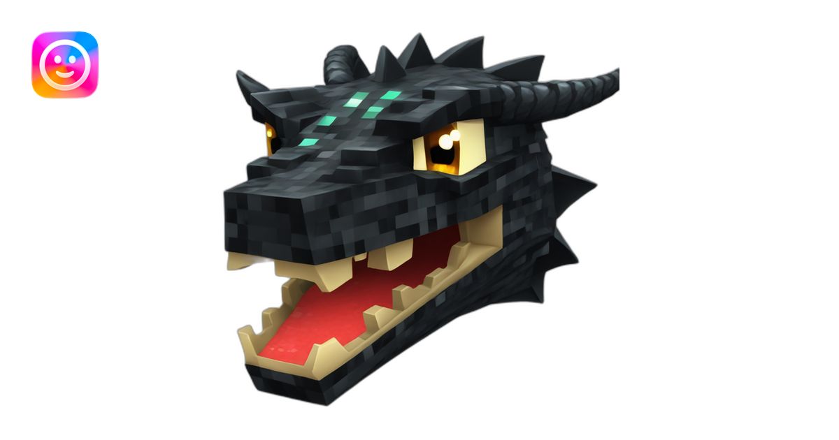 Minecraft Glitter Black Dragon Head With Diamond Horn emoji | AI Emoji ...