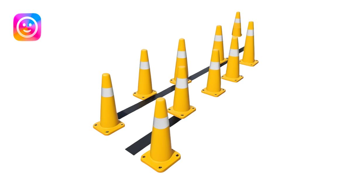 A boundary marked by a series of warning bollards lined up in a row ...