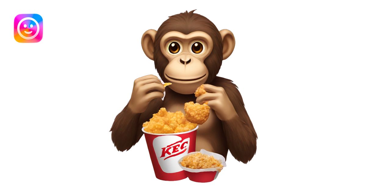 Monkey eating KFC emoji | AI Emoji Generator