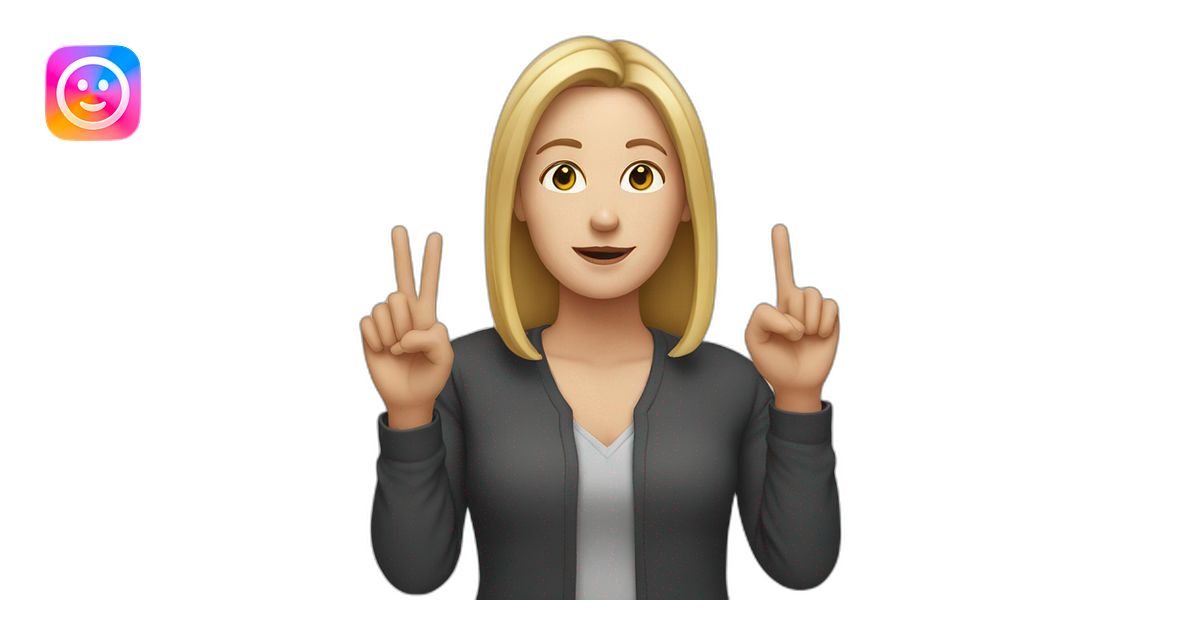white woman ups two fingers emoji | AI Emoji Generator