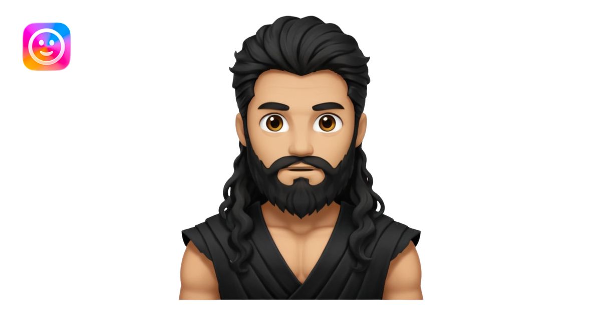 Hades from Olympus Gods with long black wavy hair and beard, black ...