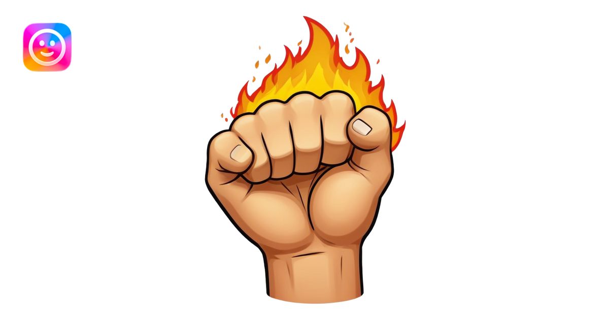 Simple cartoon fist punching with fire effect, bold outline. emoji | AI ...