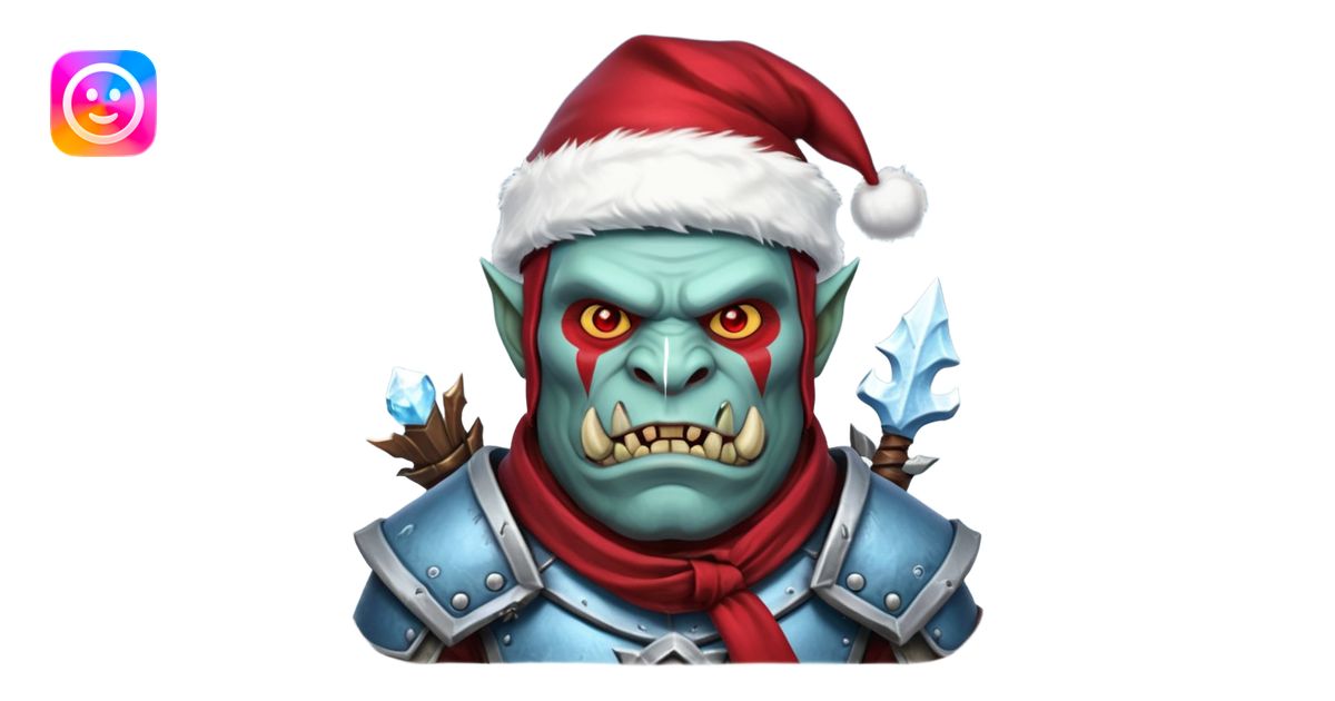 Fantasy Christmas orc legion soldier icon, iron tundra army theme ...