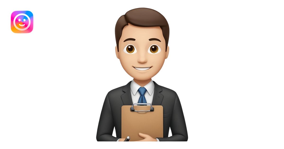 Manager + clipboard + tie, Cafe staff. emoji | AI Emoji Generator