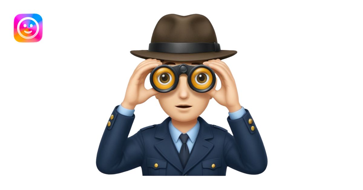 Detective peeking through binoculars emoji | AI Emoji Generator