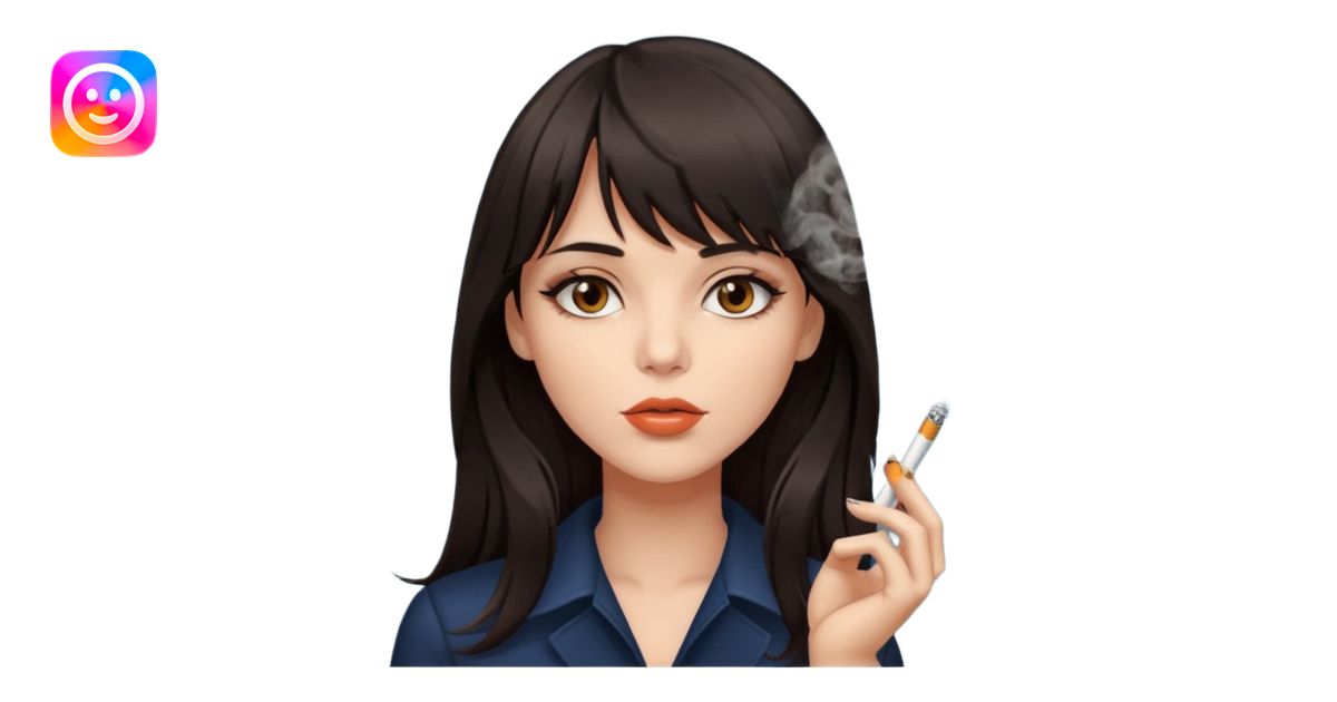 Hot girl with long layered dark hair, brown eyes, and bangs smoking ...