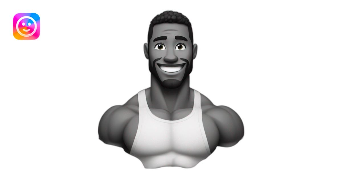 Giga Chad smiling black and white musculation meme a little from ...