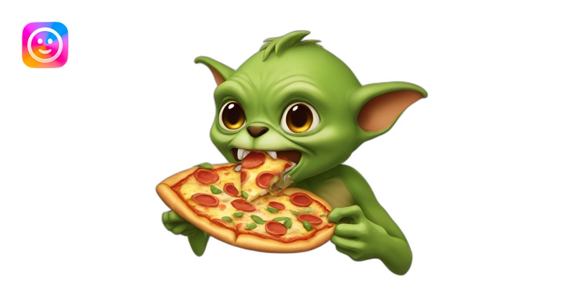Gremlin eating pizza emoji | AI Emoji Generator