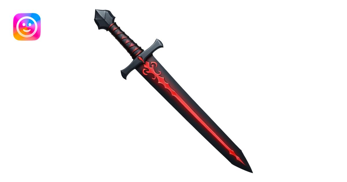 iOS emoji, dark fantasy dagger, obsidian blade, runes, blood drop ...