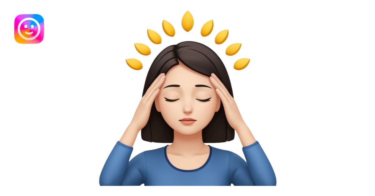 woman touching her own head with both hands while expanding mind emoji ...