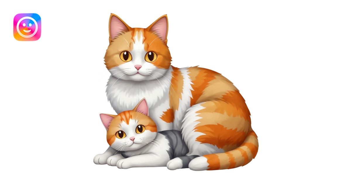 full body colourful light patched calico + white tabby cat cuddling a ...