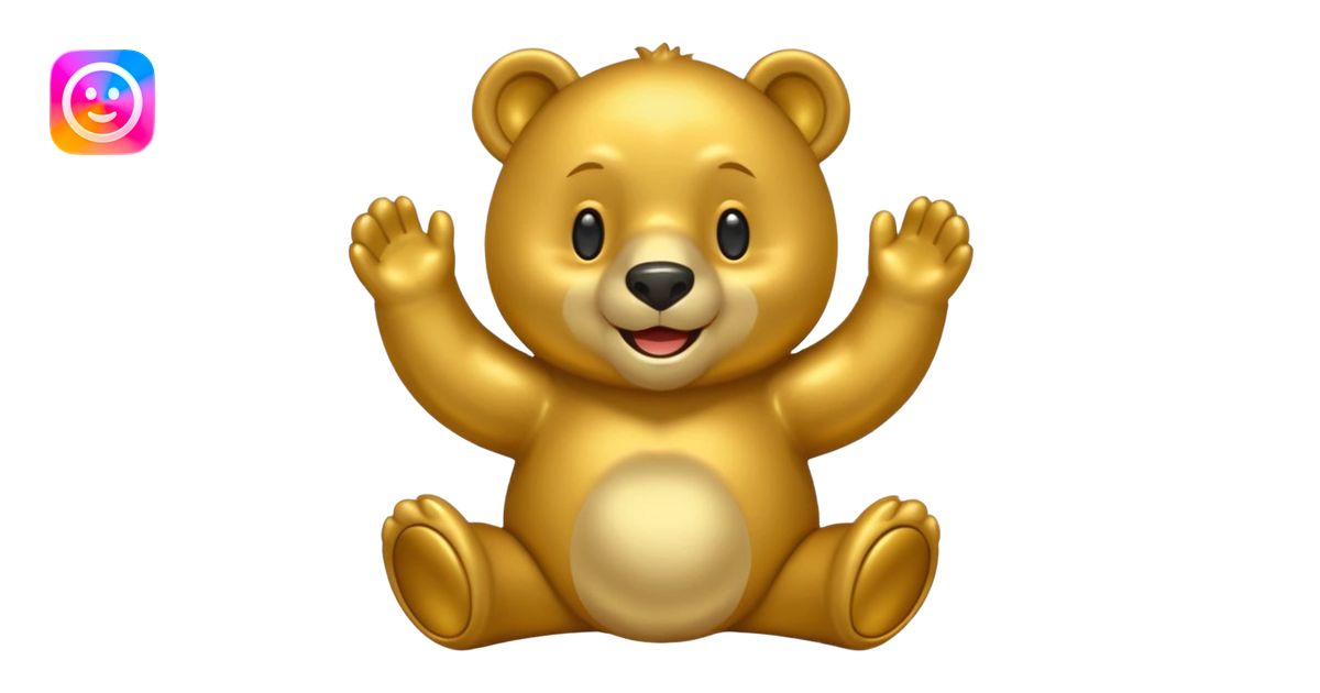 Oso dorado animatronico feliz emoji | AI Emoji Generator