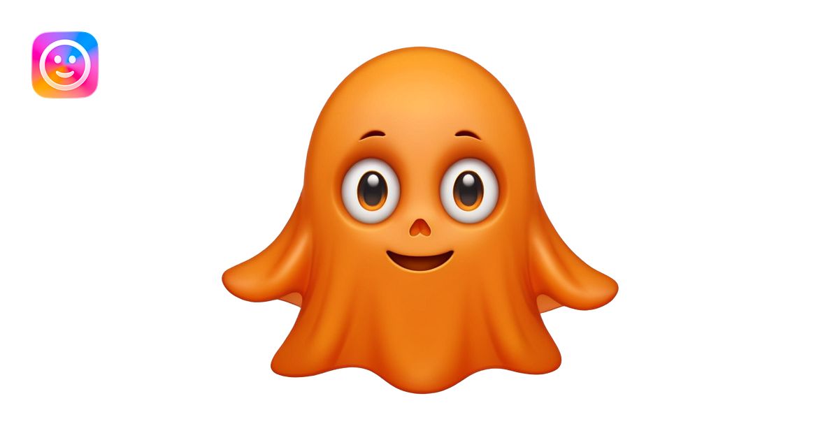 Cute orange ghost character with big adorable eyes and a small smile ...