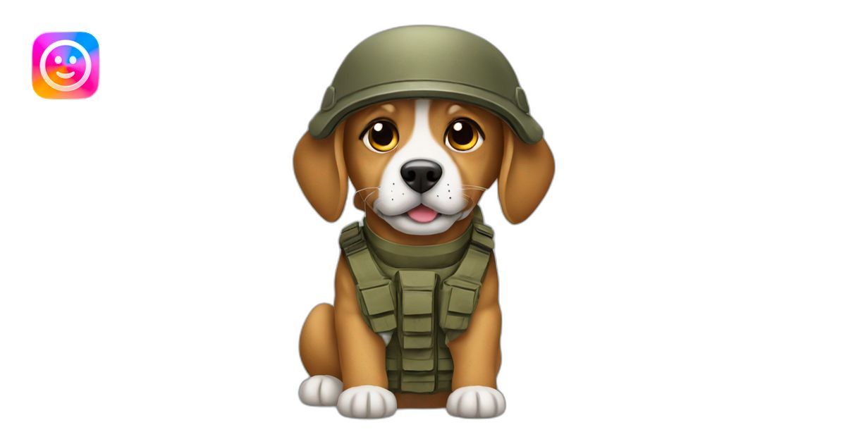 Dog in army emoji | AI Emoji Generator