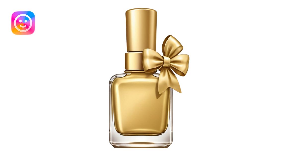 Gold nail polish bottle with bow emoji | AI Emoji Generator