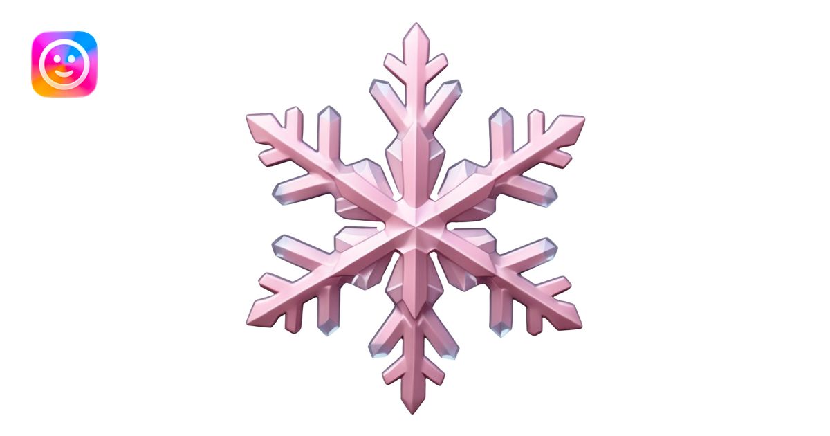 pale pink snow flake 3d bold ice transparent texture like Frozen emoji ...