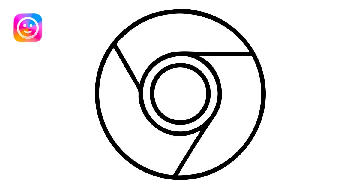 Google Chrome symbol, outlined icon style, crisp edges, no text icon ...
