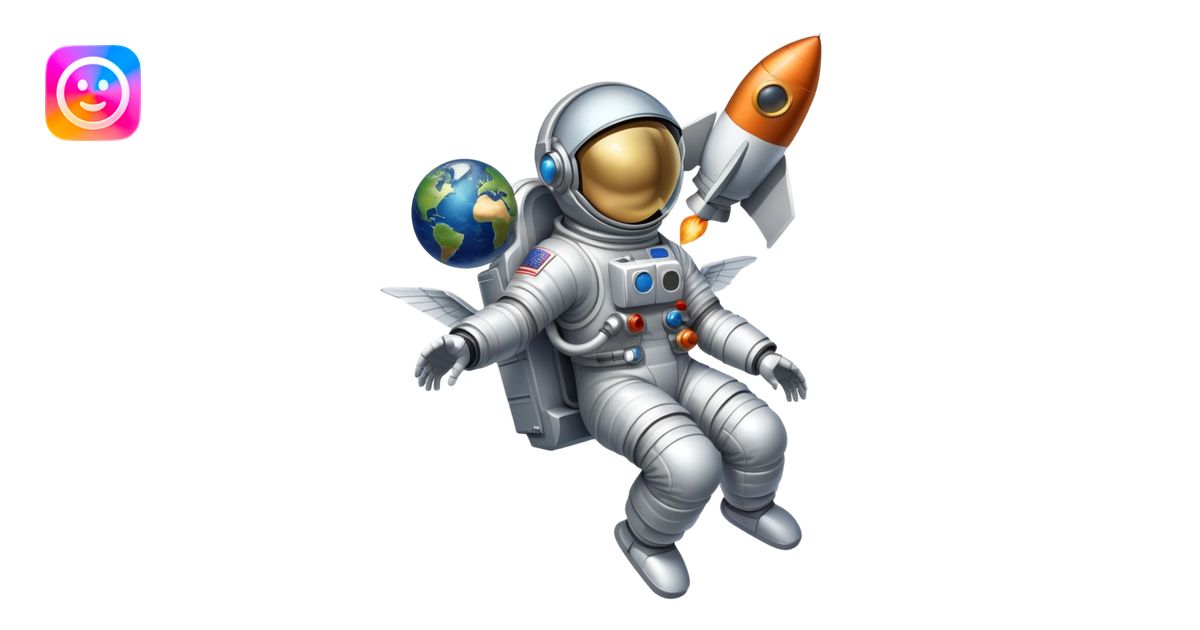 An icon featuring a rocket, a satellite, and an astronaut helmet ...