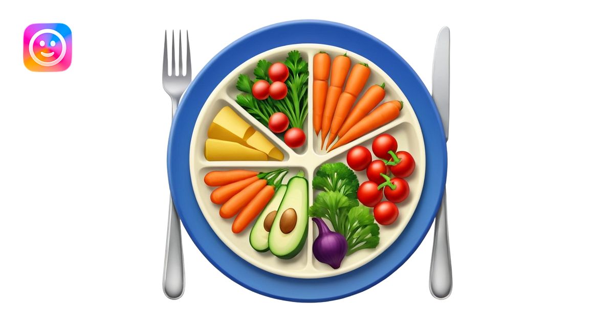 prato de comida dividido com legumes emoji | AI Emoji Generator