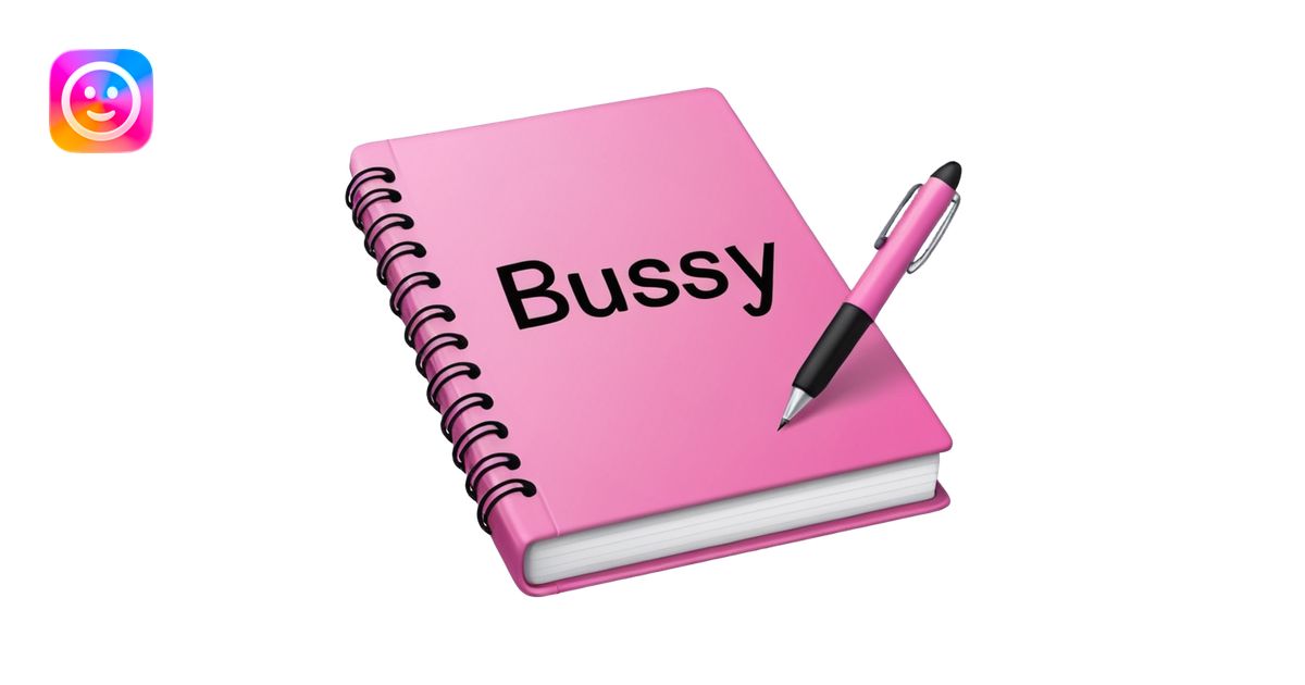 open pink book and note pen add on it the word BUSY emoji | AI Emoji ...