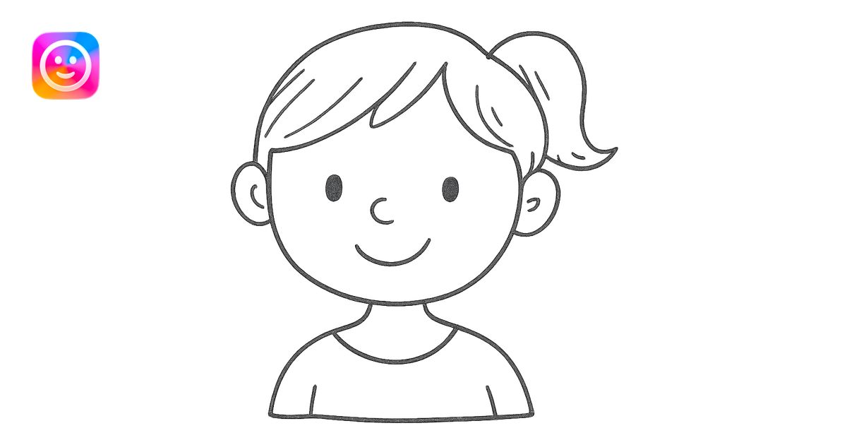 cartoon girl, straightforward design, clear outline, no complex shading ...